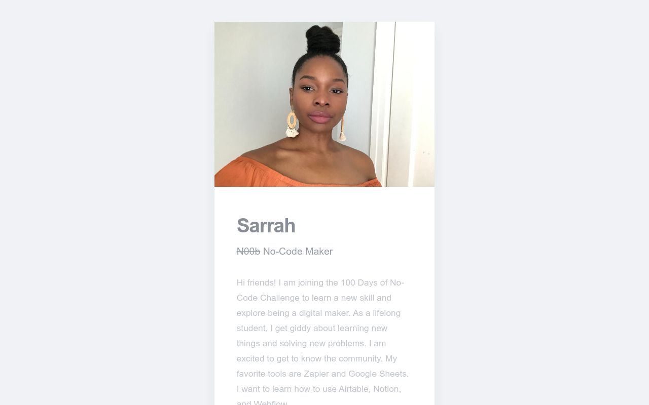 Sarrah Fanny - 100 Days of No-Code Challenge